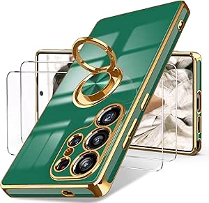 Amazon.com: Dretal for Samsung Galaxy S25 Ultra 5G Case, 2X Screen Protector, 360°Rotatable Ring ...
