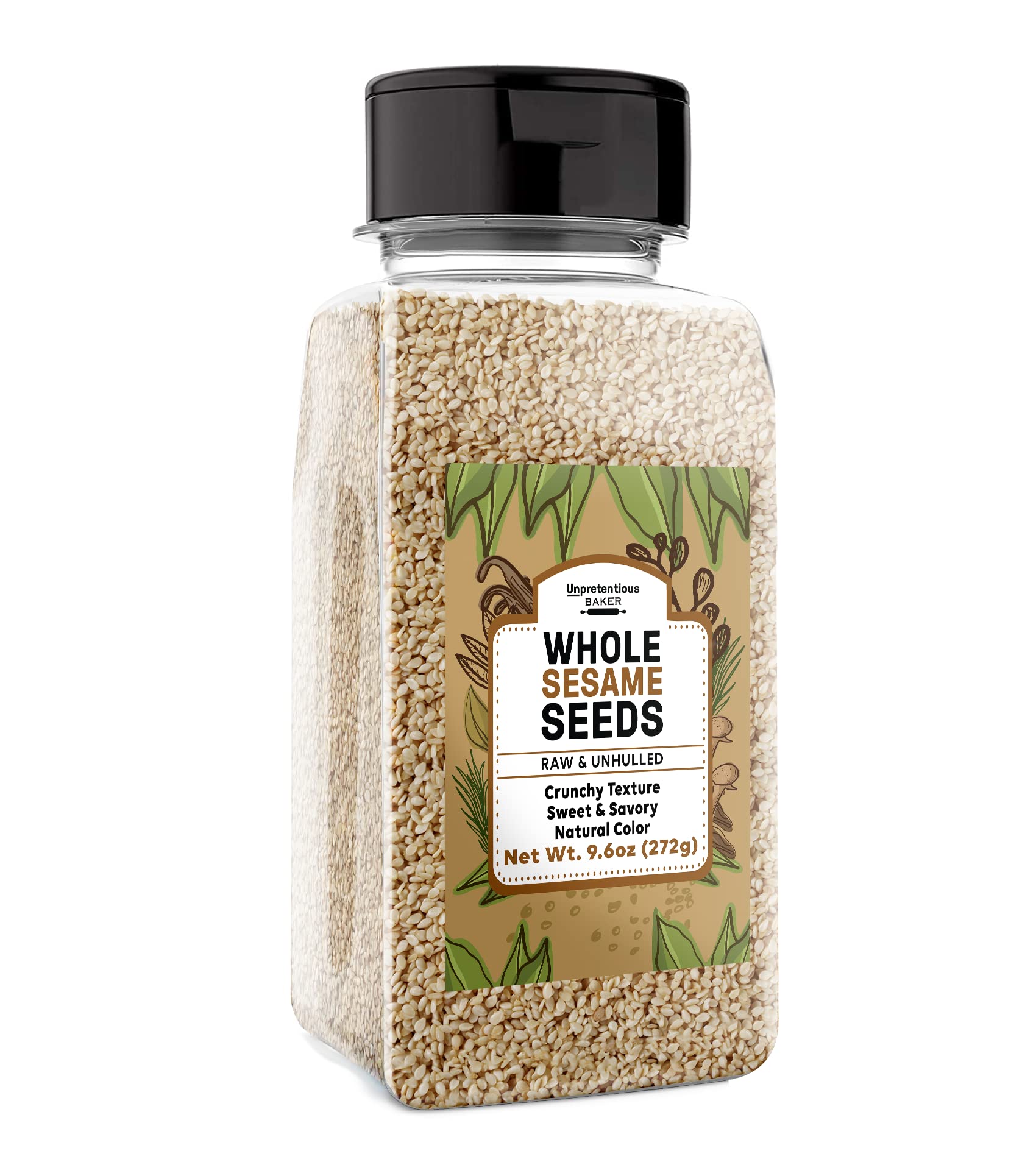 Amazon.com : Unpretentious Whole Sesame Seeds, 9.6 oz, Raw & Unhulled ...