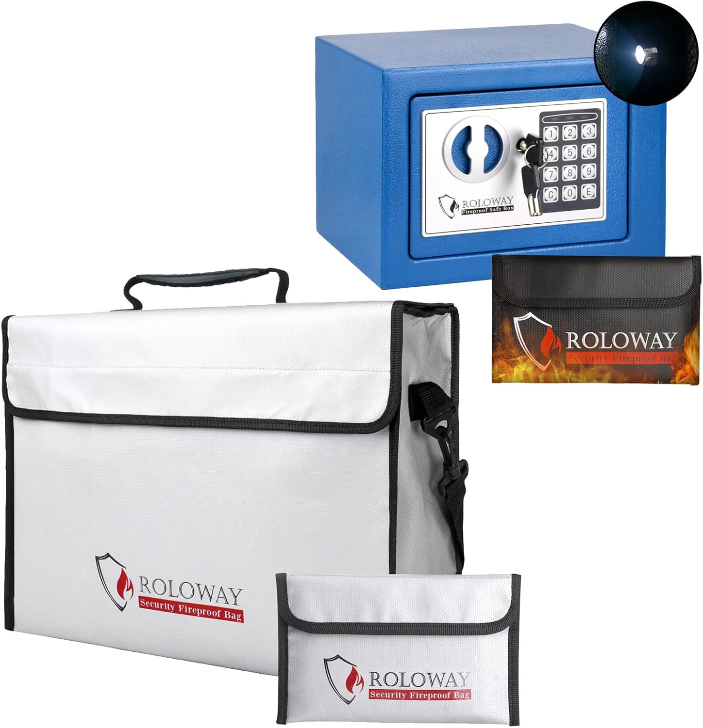 ROLOWAY Steel Safe Box (Blue) with Smart Sensor Light and Large ...