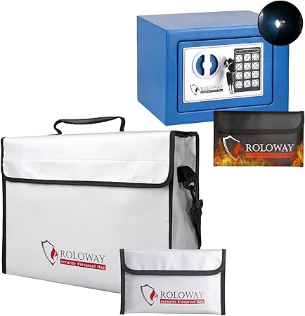 ROLOWAY Steel Safe Box (Blue) with Smart Sensor Light and Large ...