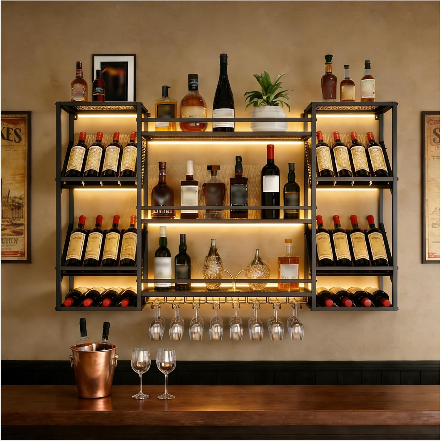 Amazon.com: GFFQLXHT Wall Mounted Wine Rack Holds Bottles at 3 Tilt ...