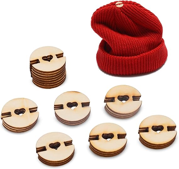 50pcs Pom Poms Buttons for Hats, 20mm Wooden Handmade Buttons Removable ...