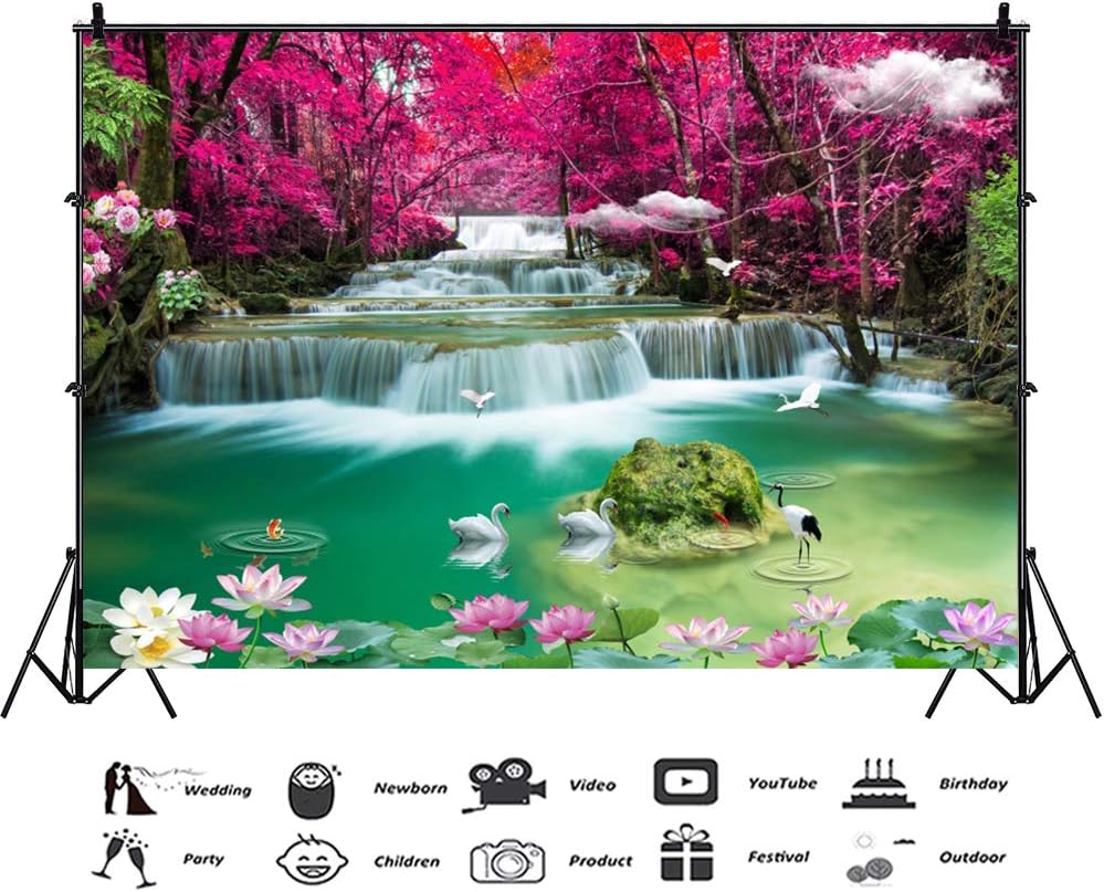Buy CSFOTO 5x3ft Waterfall Backdrops for Photography Spring Birthday ...