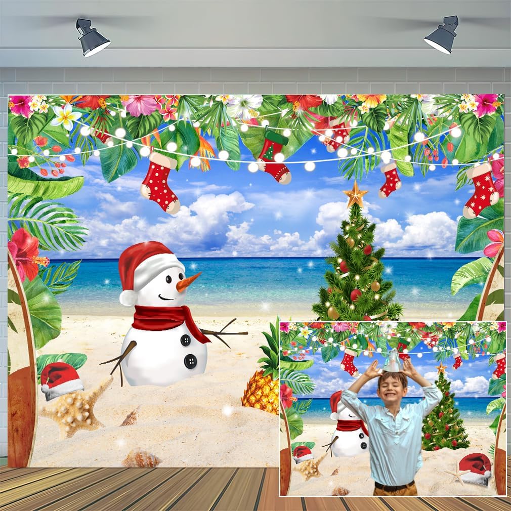 Amazon.com : PGSWEER Christmas in July Backdrop 7x5FT Summer Hawaiian ...