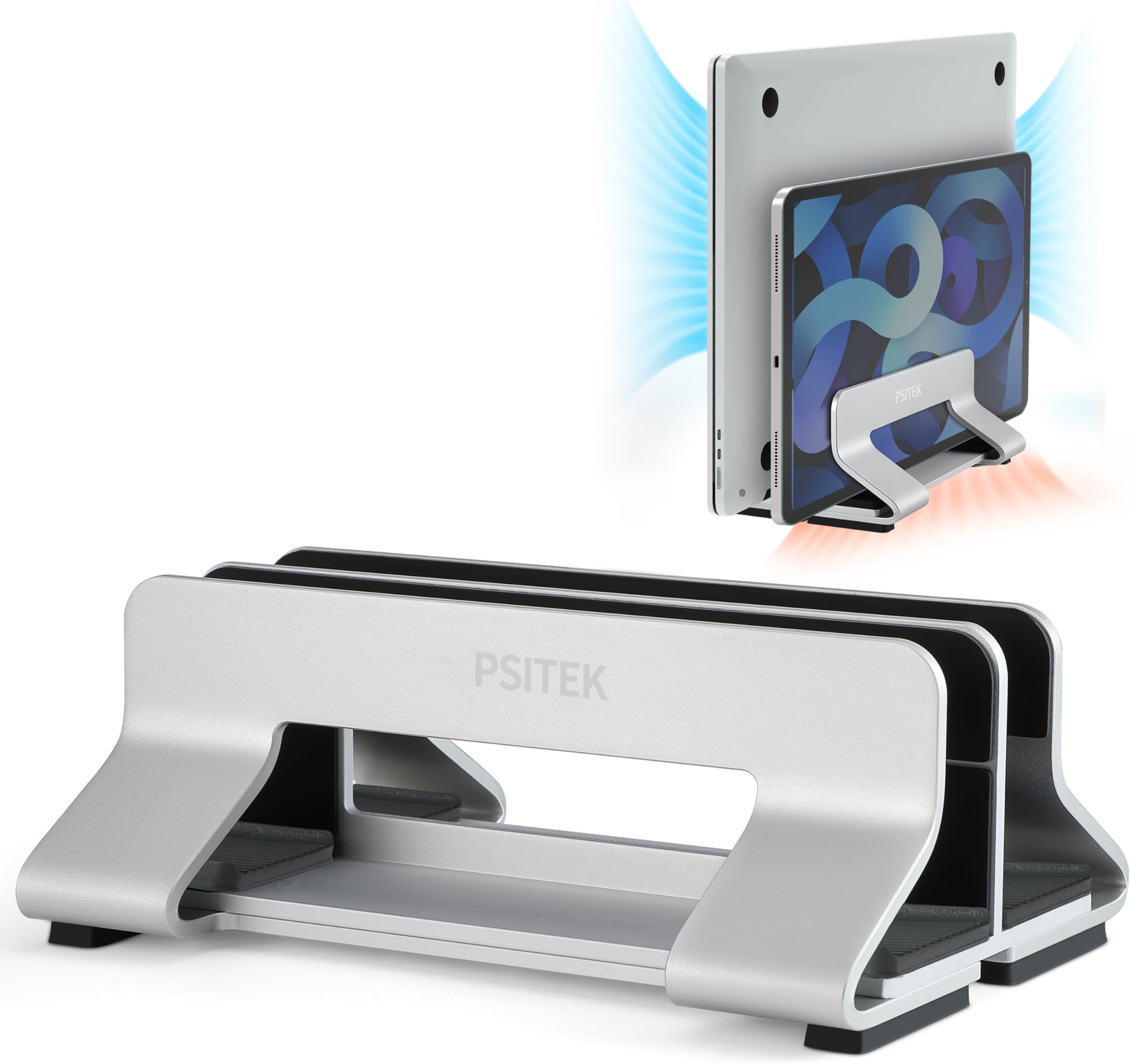 Psitek Support de Bureau Vertical en Aluminium pour Ordinateur Portable ...