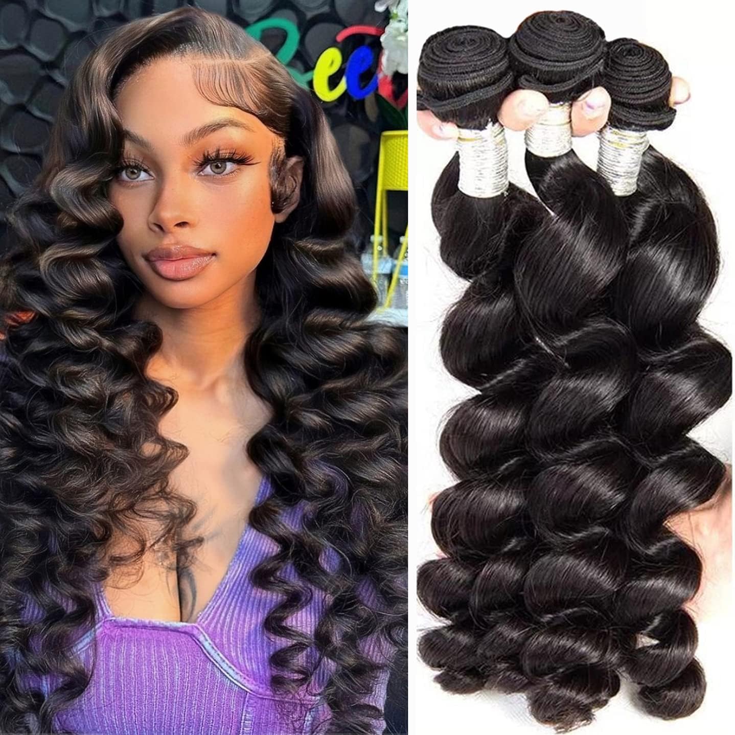 Amazon.com : Loose Wave Bundles (16 18 20 Inch) Brazilian Virgin 100% ...