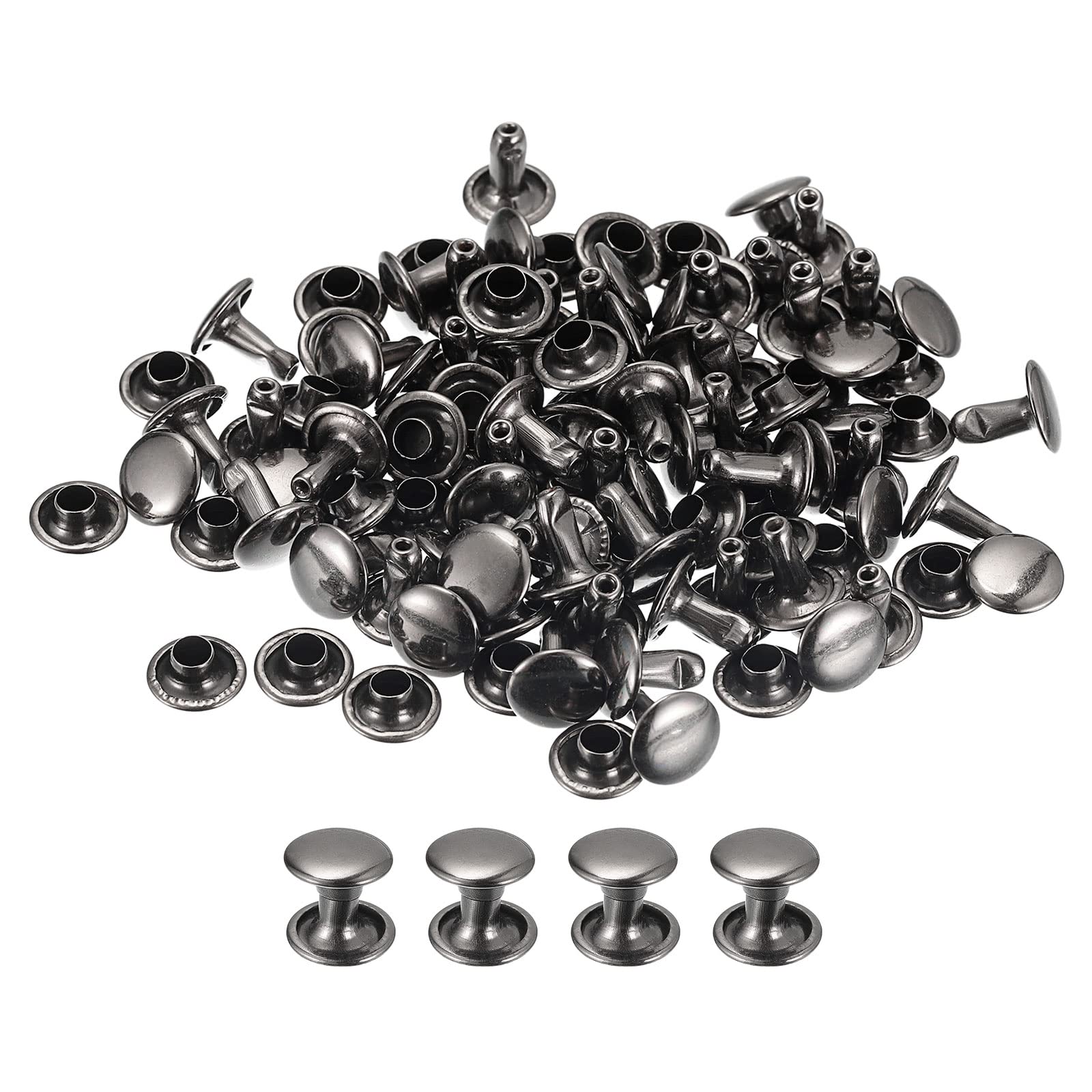 Amazon.com: uxcell 100 Sets Leather Rivets, 8mm Double Cap Rivets 8mm ...