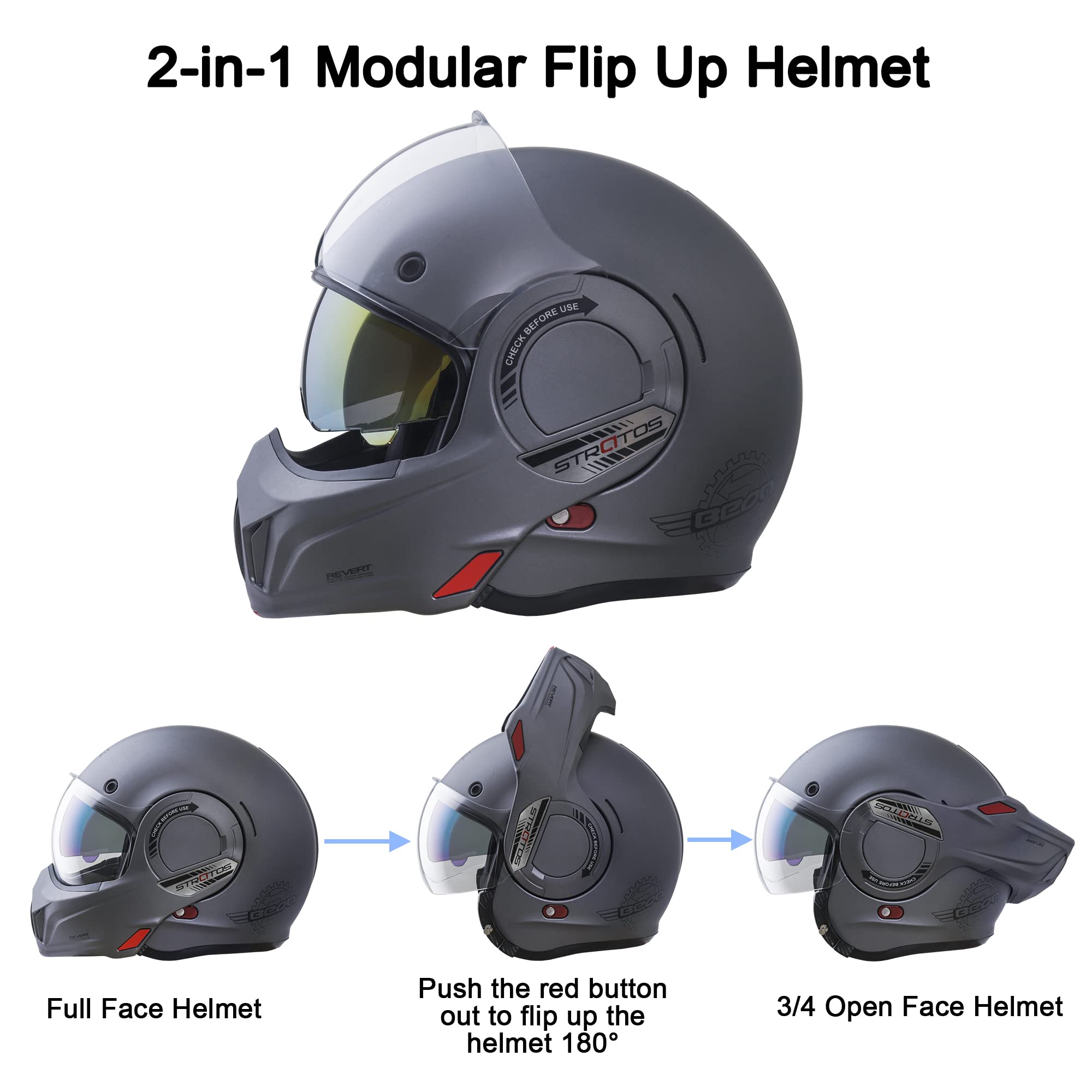 Snapklik.com : BEON Full Face Motorcycle Helmet DOT Approved, 180 ...