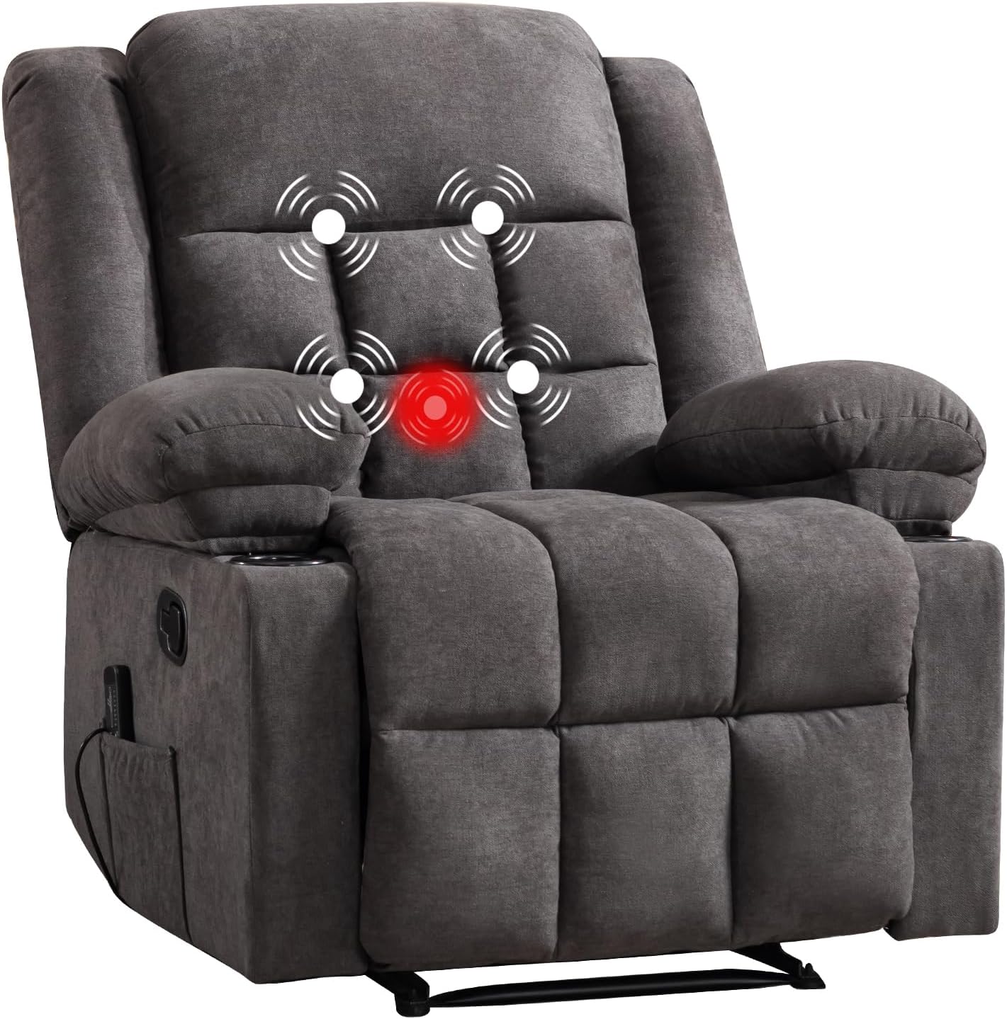 Amazon.com: IOMOR Manual Recliner Chair with Massage and Heat, Comfy ...