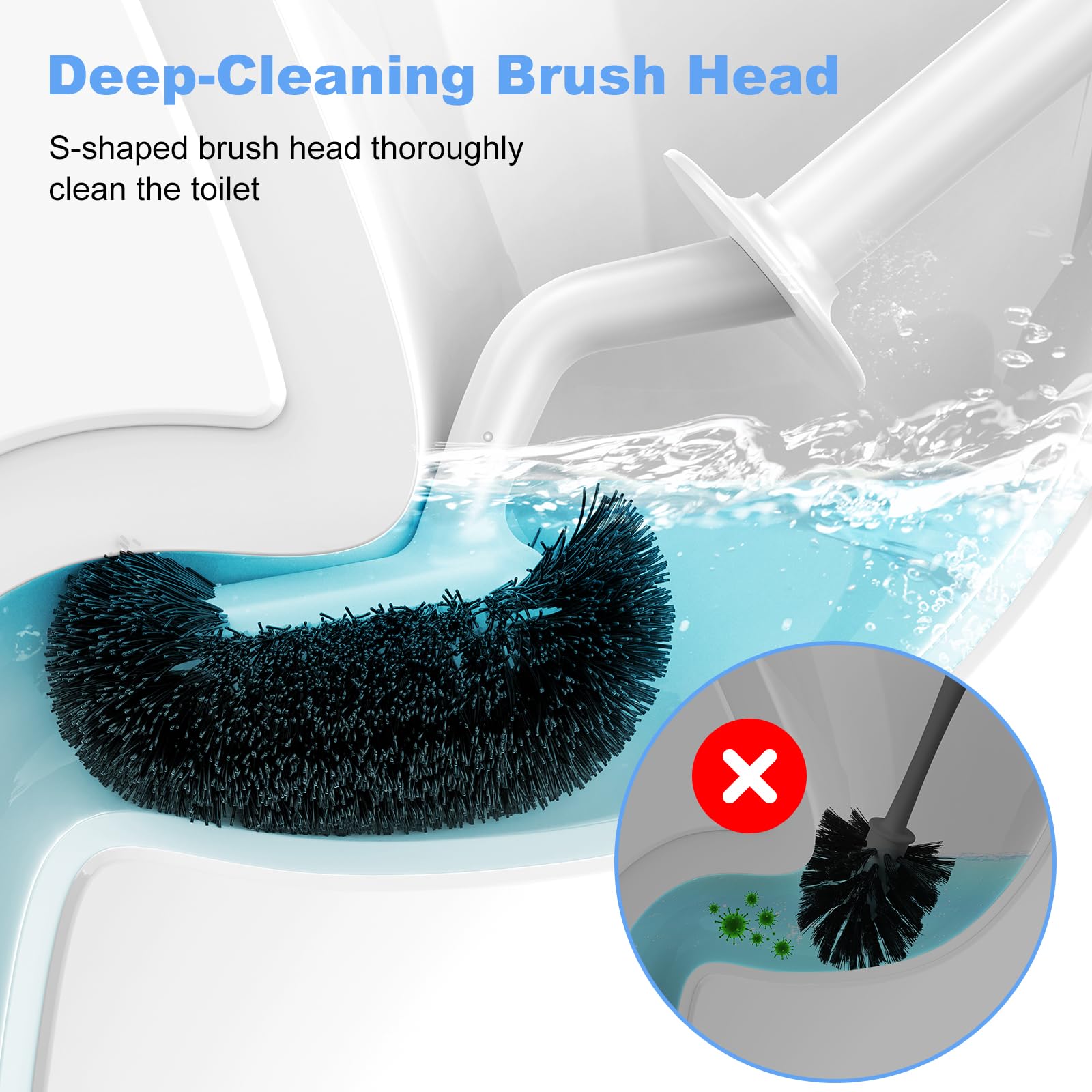 Snapklik.com : Toilet Bowl Brush Holder Set: Curved Design Toilet Cleaner