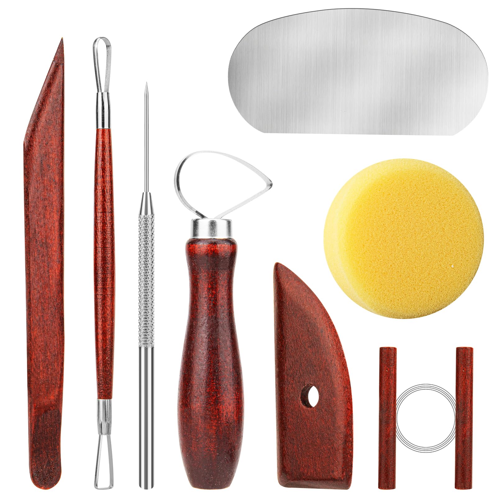 Amazon.com: UUSYCUN 8PCS Stained Wooden Pottery Sculpting Tools, Wood ...