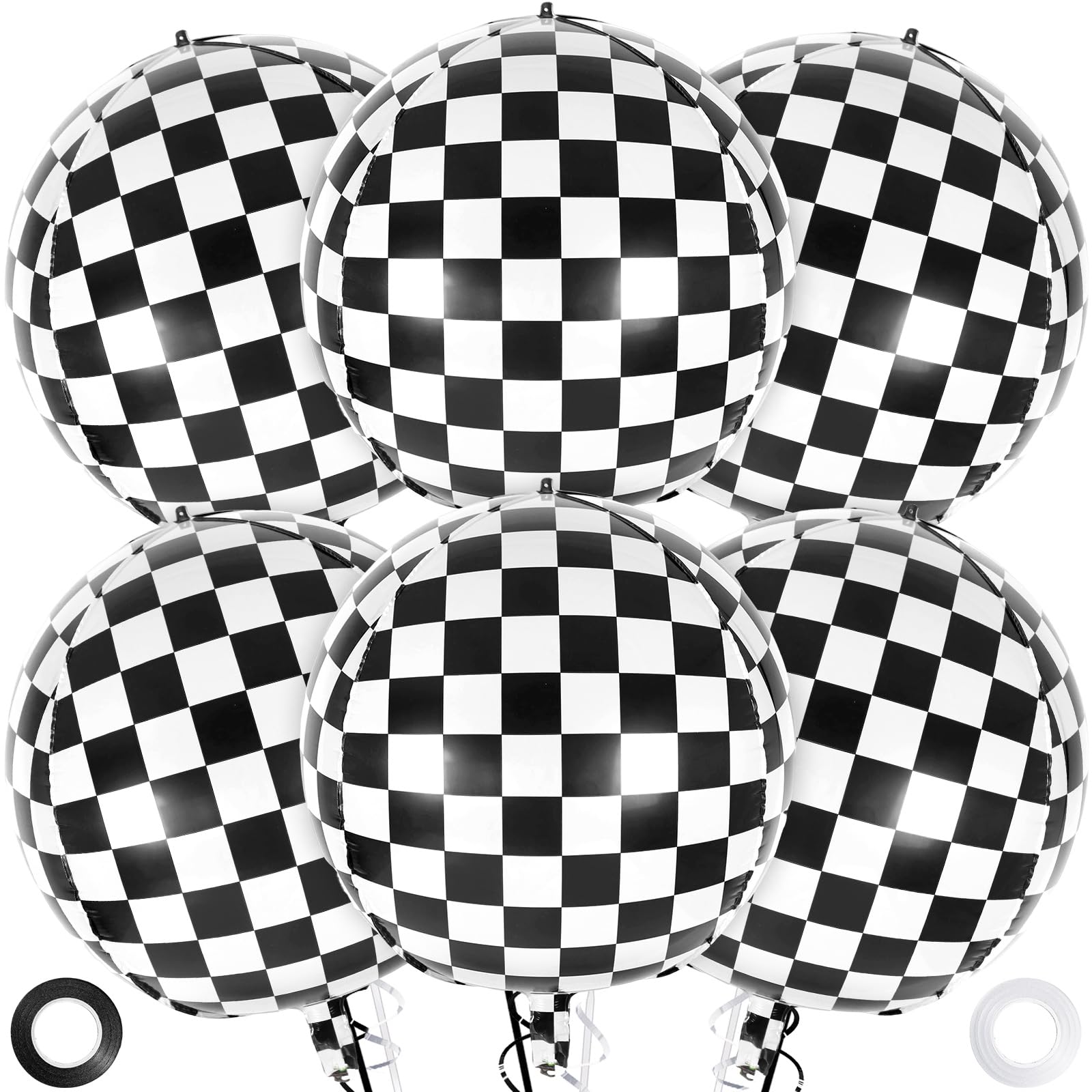 Amazon.com: Checkered Balloons, 22 Inch Checkered Round Foil Balloons ...