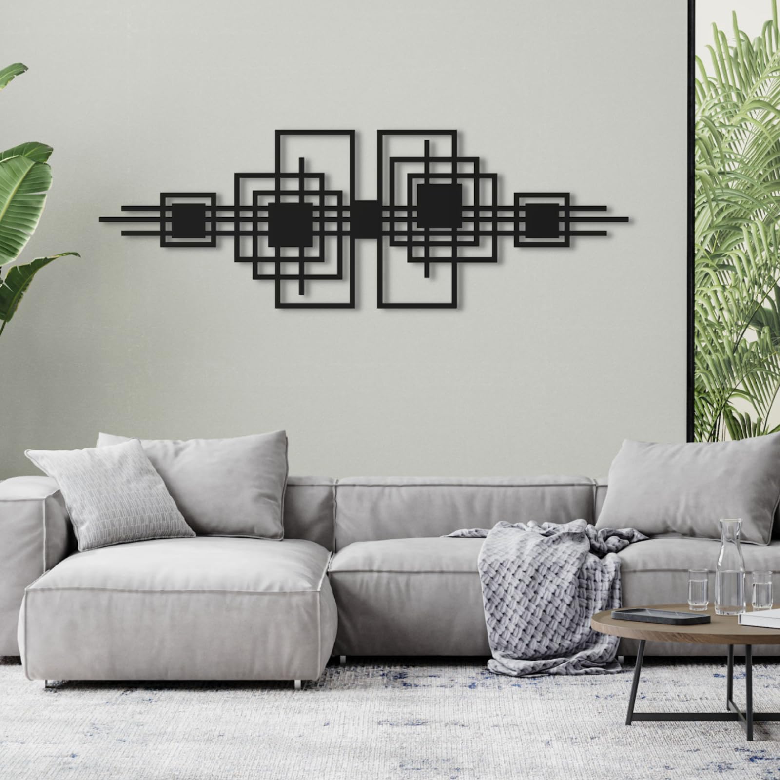 Amazon.com: Cadeali Metal Wall Art, Metal Line Art Wall Decor, Abstract ...