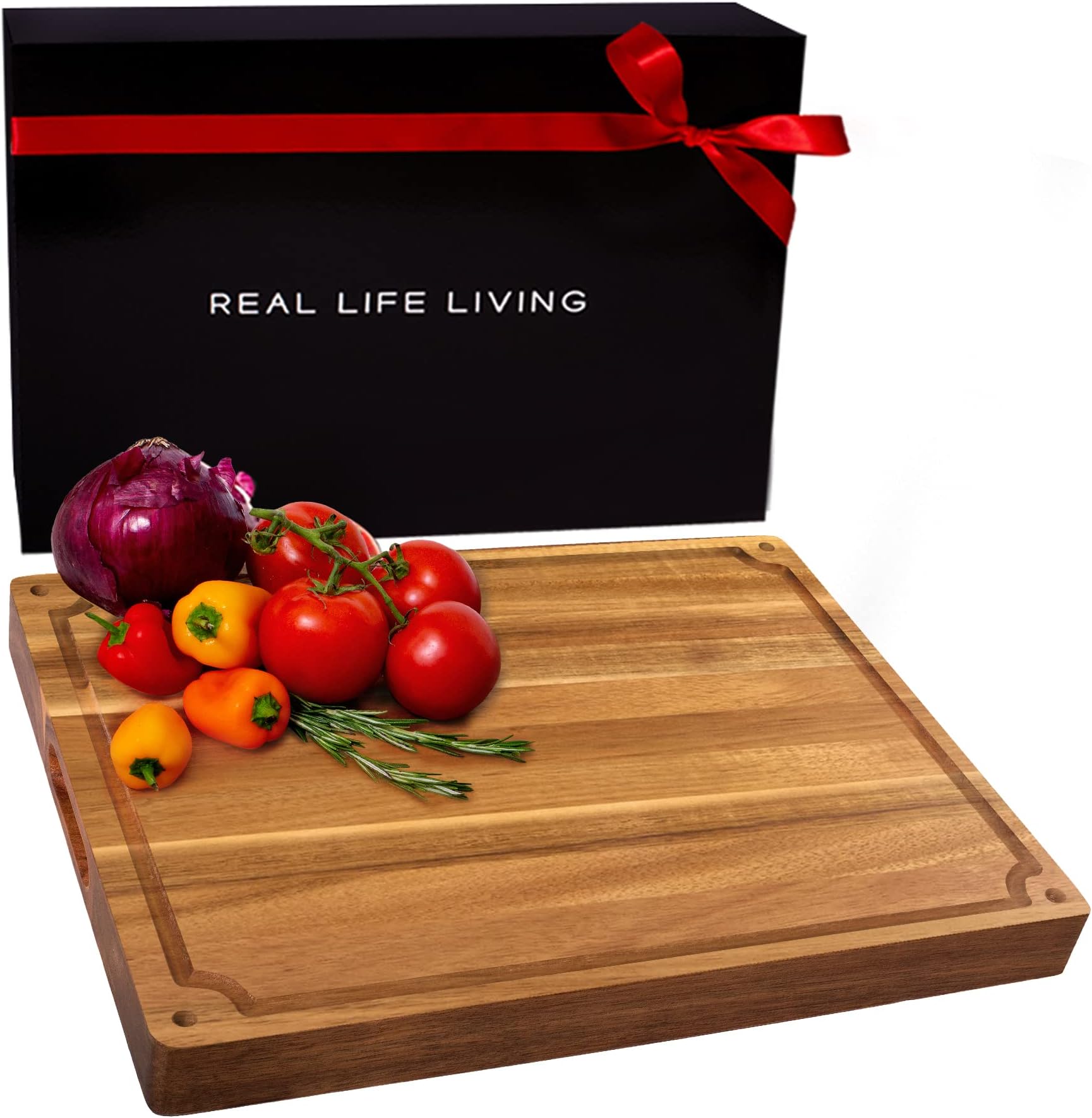 James.F Planche à découper en bois d'acacia épais avec rainure pour jus ...