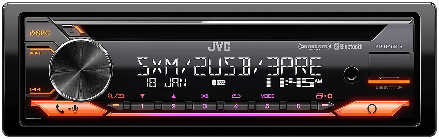 JVC KD- T915BTS Bluetooth Car Stereo Receiver with USB Port - 2-Line ...