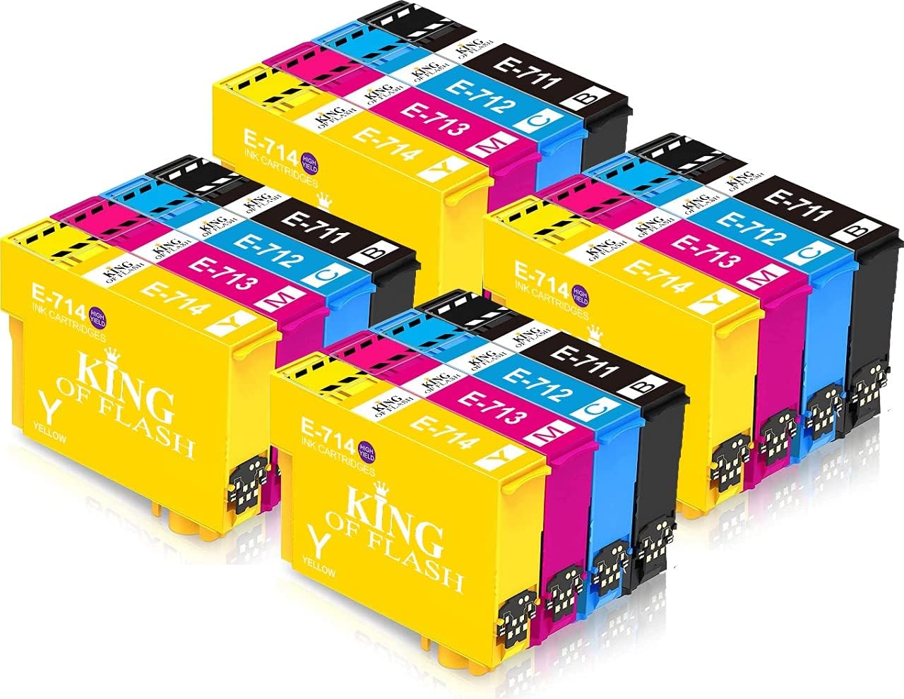 KING OF FLASH 4 Full Set Compatible Printer Ink Cartridges For Epson ...