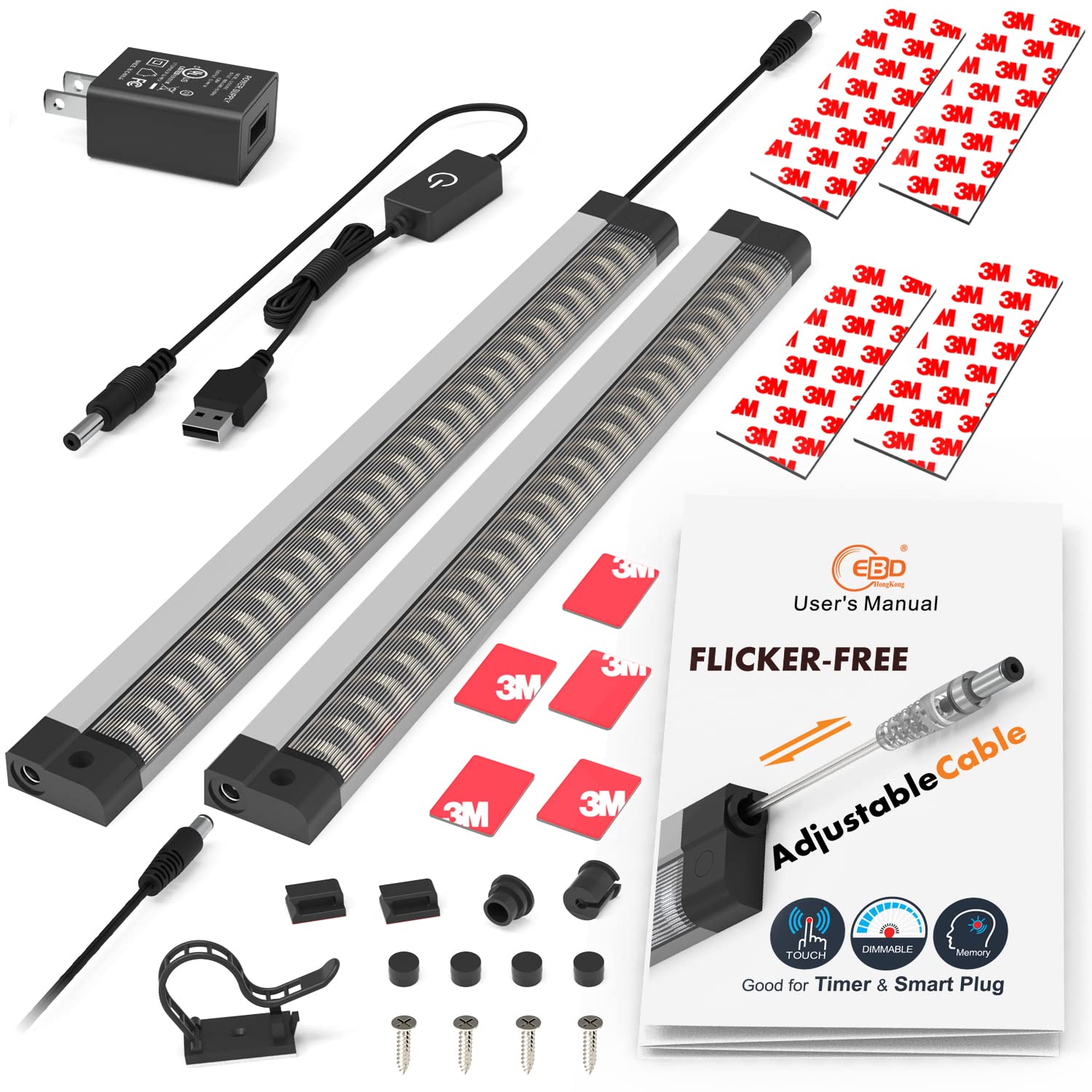 Buy EBD Under Cabinet Lights Built-in Adjustable Cable No Messy! Touch ...