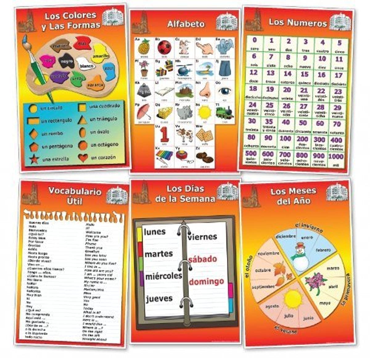 Wildgoose Education SP0006 - Póster de vocabulario español (6 unidades ...