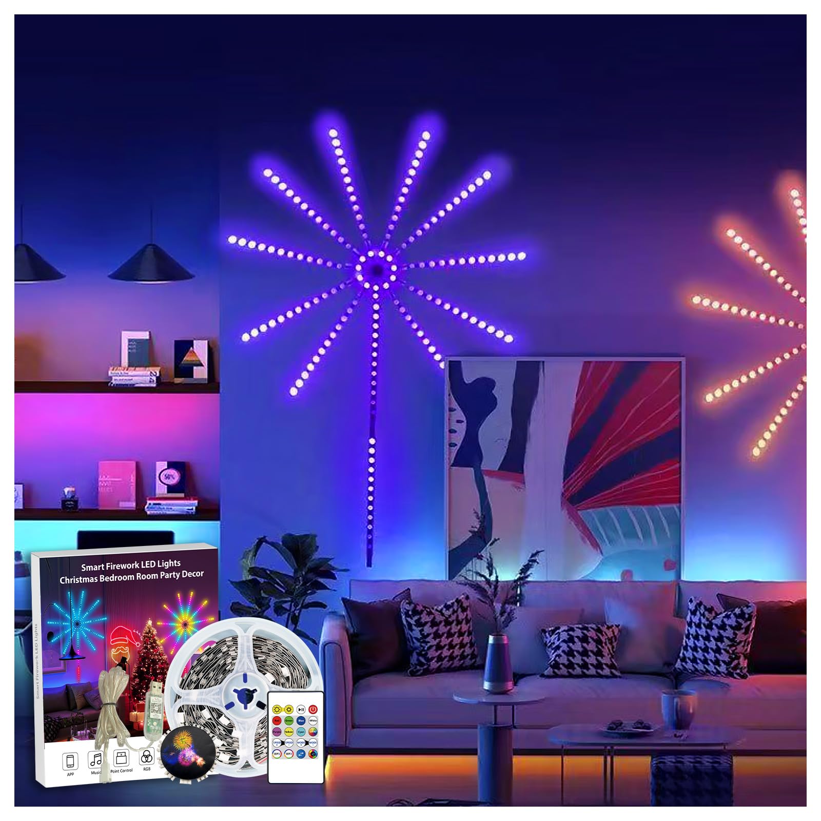 Amazon.com: dalattin Fireworks Led Lights Indoor, Smart Led Strip ...