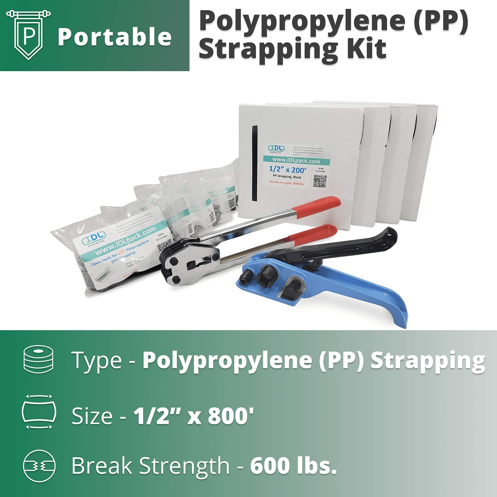 IDL Packaging - PPSK.600.800 1/2" x 800' Polypropylene (PP) Portable ...