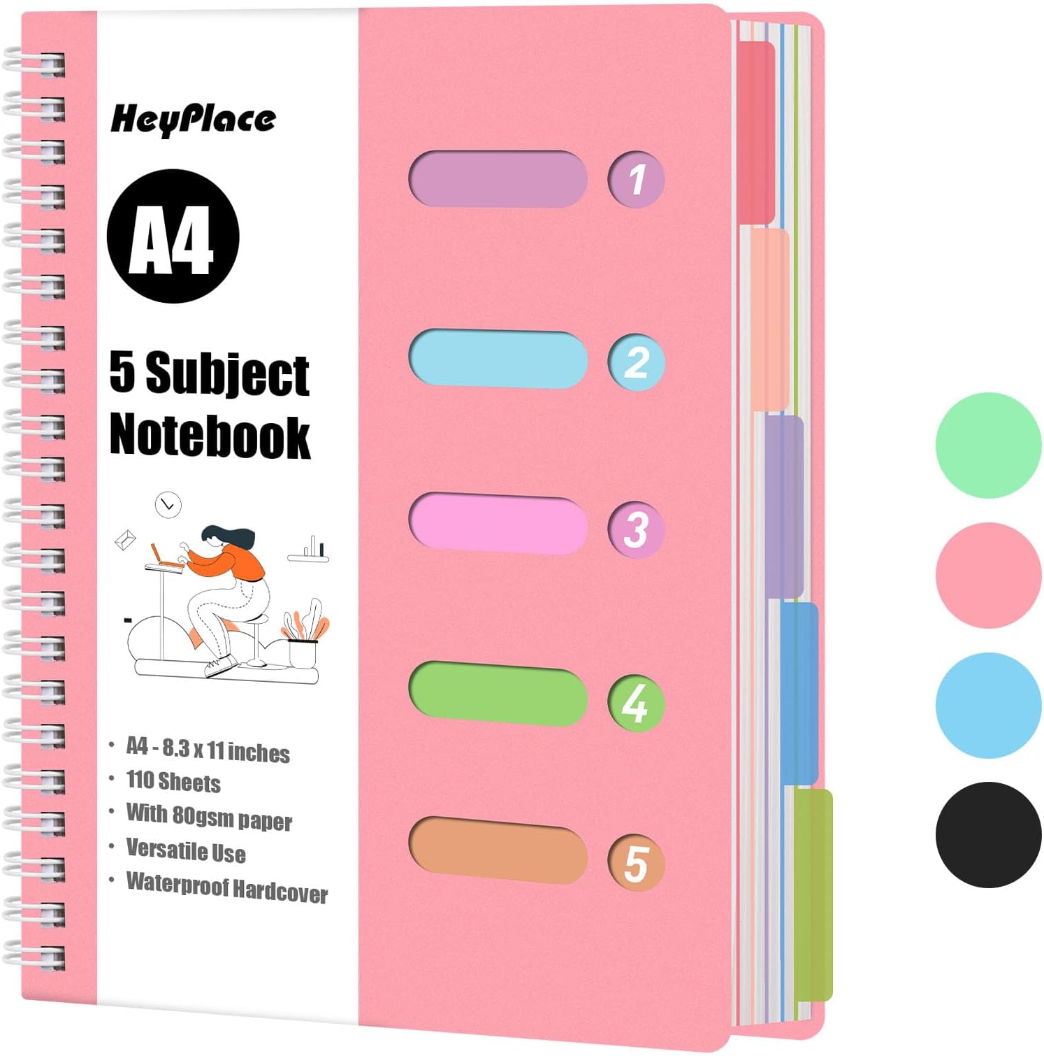 Amazon.com : HEYPLACE Subject Notebook Wide Ruled, 8.3x11inch Hardcover ...