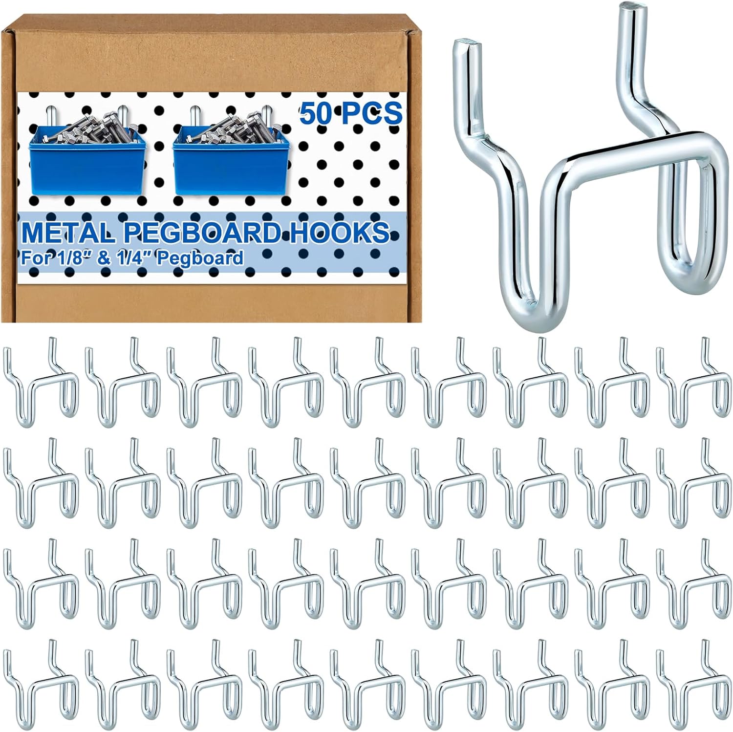 Amazon.com: Tandefio 50 Pcs Heavy Duty Metal Pegboard Slatwall Hooks ...