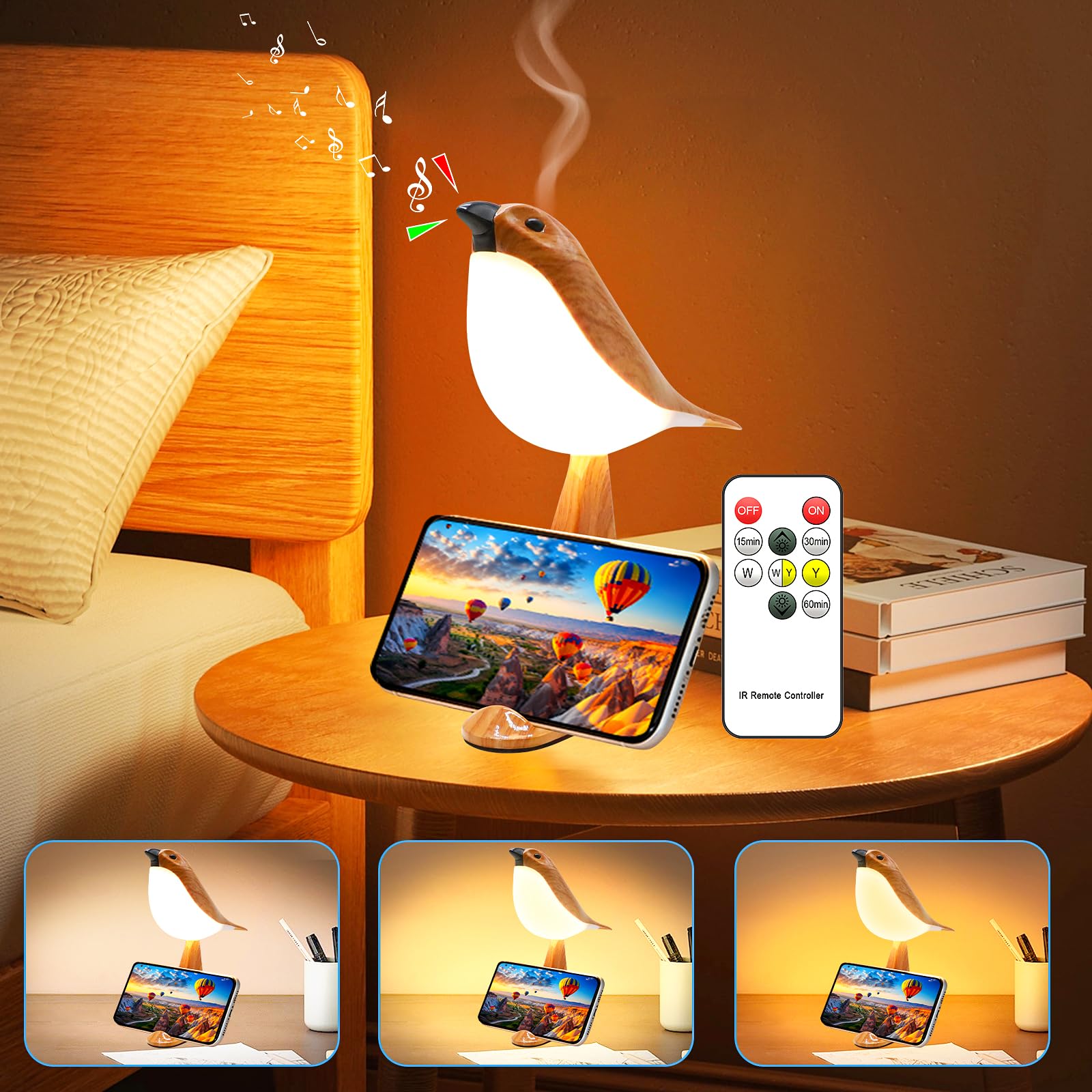 Small Desk Lamp, Small Bird Table Lamp,2600mAh Rechargeable Cordless ...