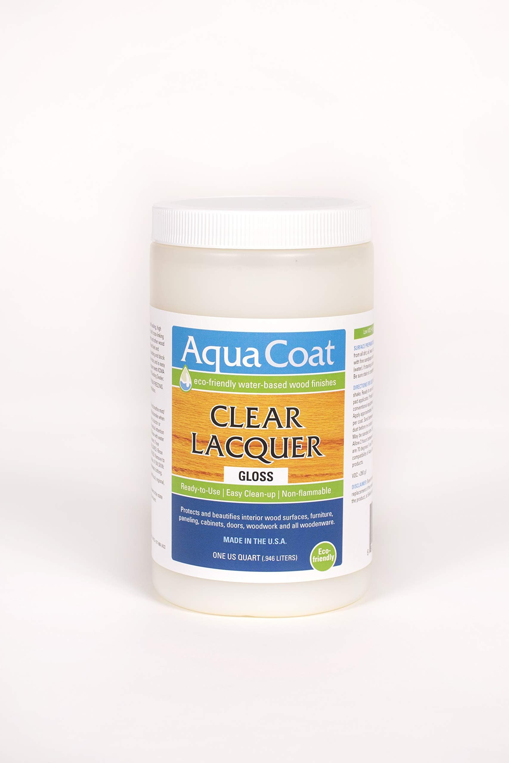 Amazon.com: AQUA COAT Clear Lacquer in Gloss Finish - Premium Water ...