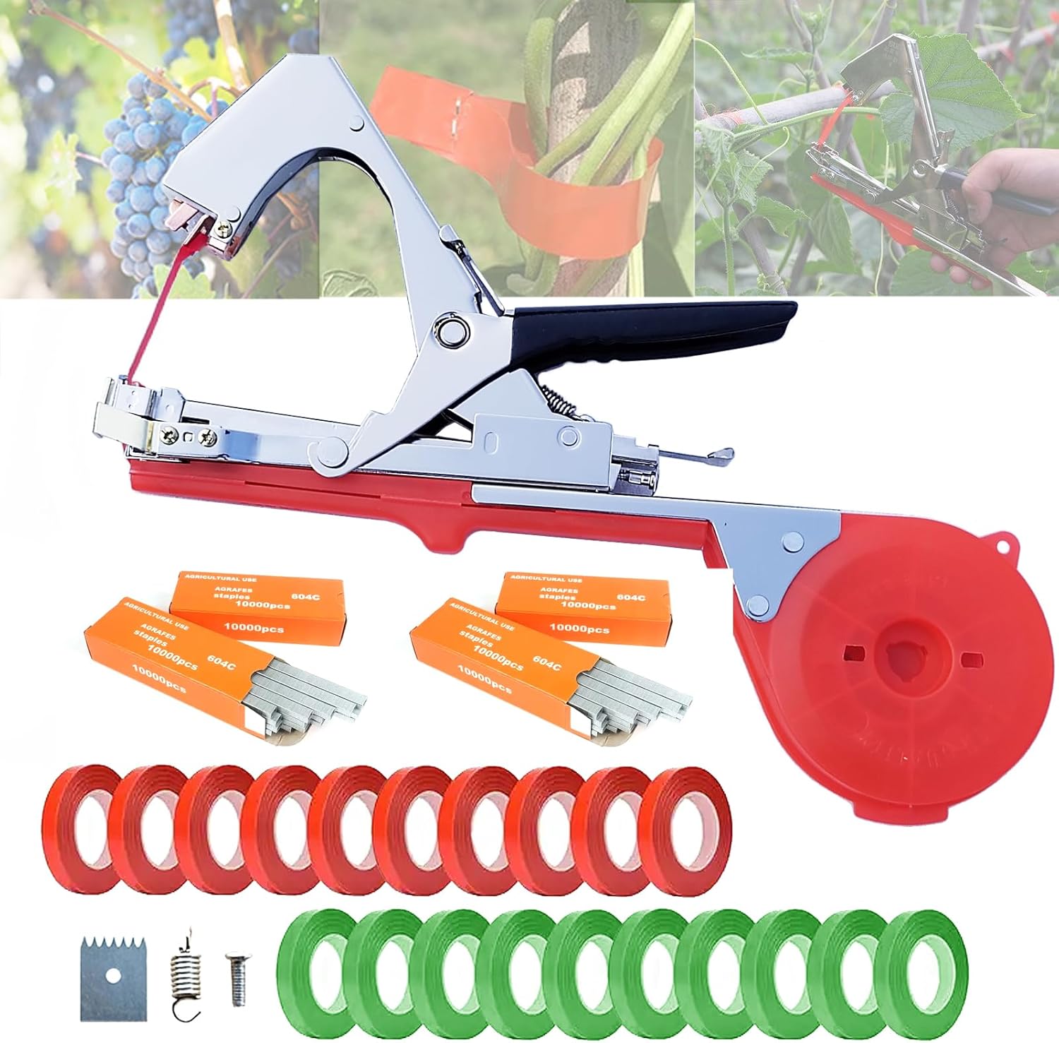 Amazon.com: Gorvalin Plant Tying Machine with Tape Staple, Plant Tape ...