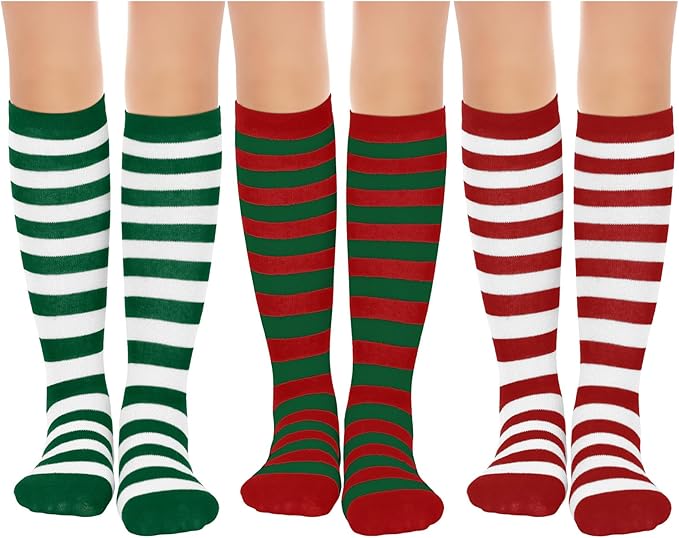 Amazon.com: Hercicy 3 Pairs Christmas Knee High Socks for Girls Long ...