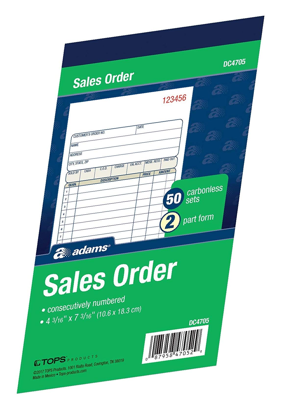 Buy Adams Sales Order Book, 2-Part, Carbonless, White/Canary, 4-3/16 x ...