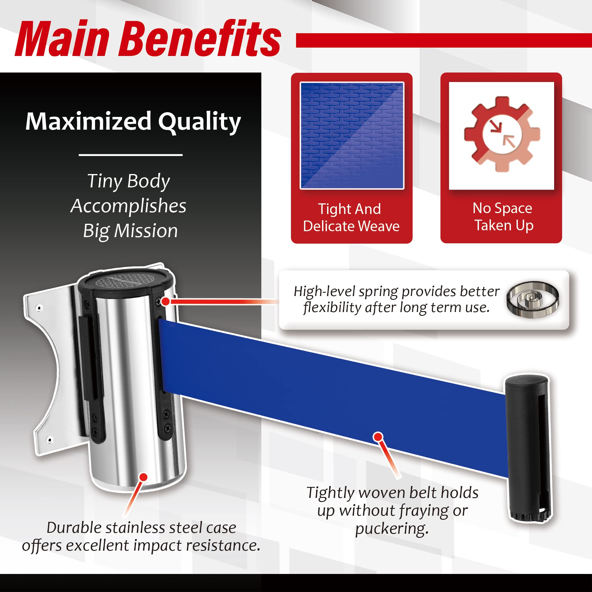 Snapklik.com : DuraSteel Wall Mount Crowd Control Retractable Belt ...