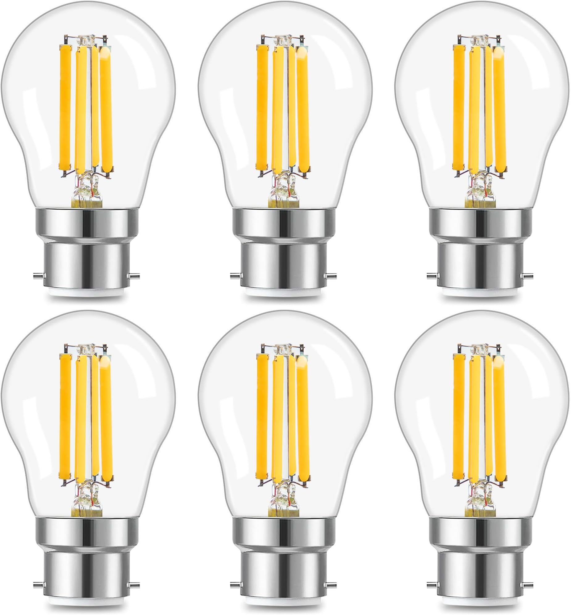 B22 Dimmable LED Bayonet Cap Light Bulbs, Round Globe BC G45 Golf ...