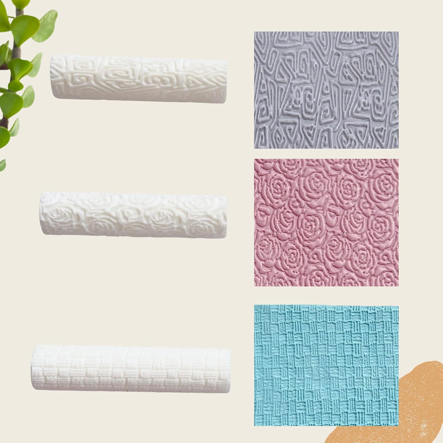 Amazon.com: GYYCBXM 3 pcs Polymer Clay Texture Rollers with Rose ...