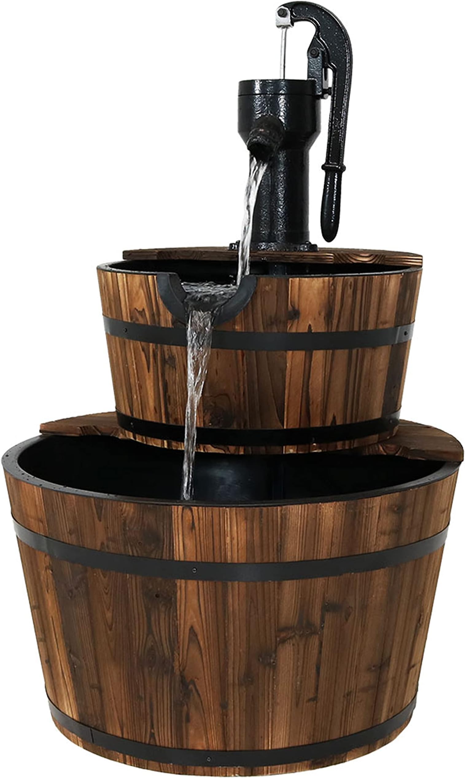 Amazon.com : YI 40-Inch 3 Tier Barrel Waterfall Fountain Outdoor Water ...