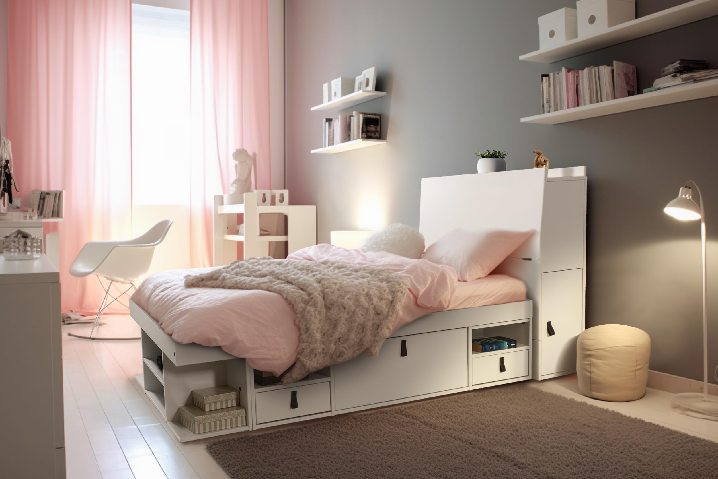 Amazon.com: memomad Bali Storage Set: Storage Platform Bed with Drawers ...