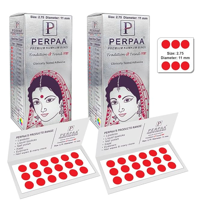 PERPAA Premium Velvet Sticker Kumkum Bindi Box of 15 Flaps Each Pack 2 ...