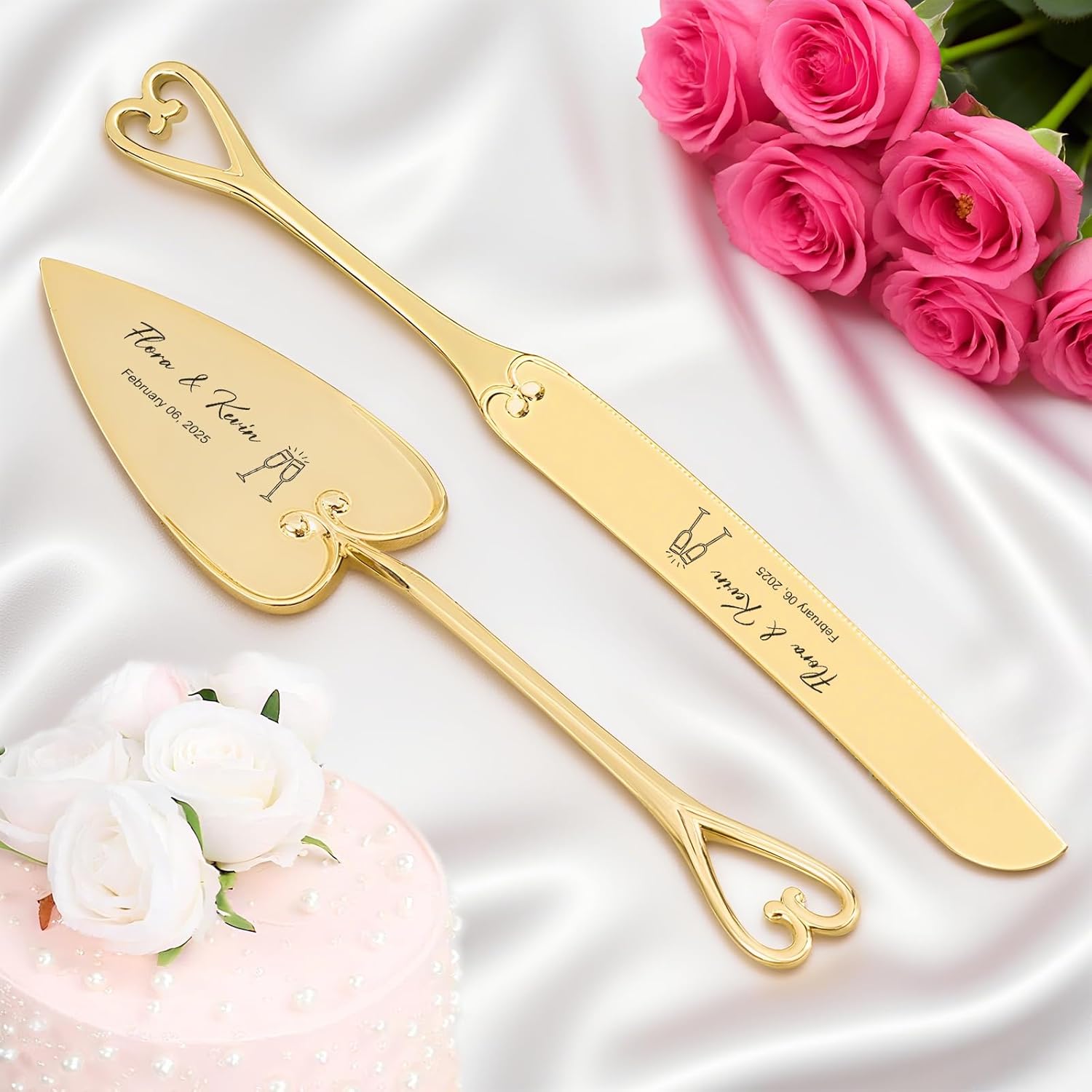 Amazon.com | Custom Cake Cutting Set for Wedding Cake Knife and Server ...