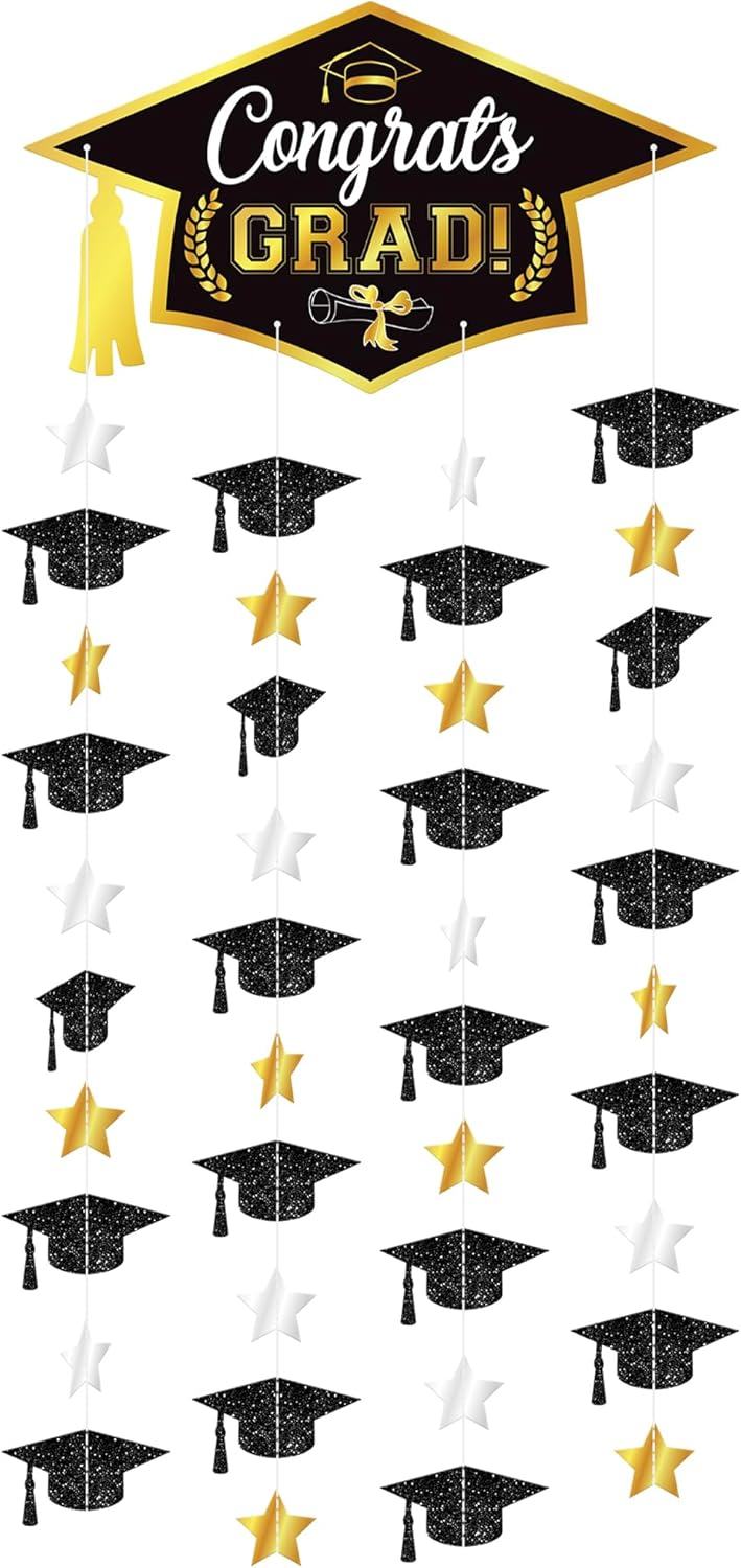 Amazon.com: KatchOn, Black and Gold Graduation Cap Garland - Pack Of 2 ...