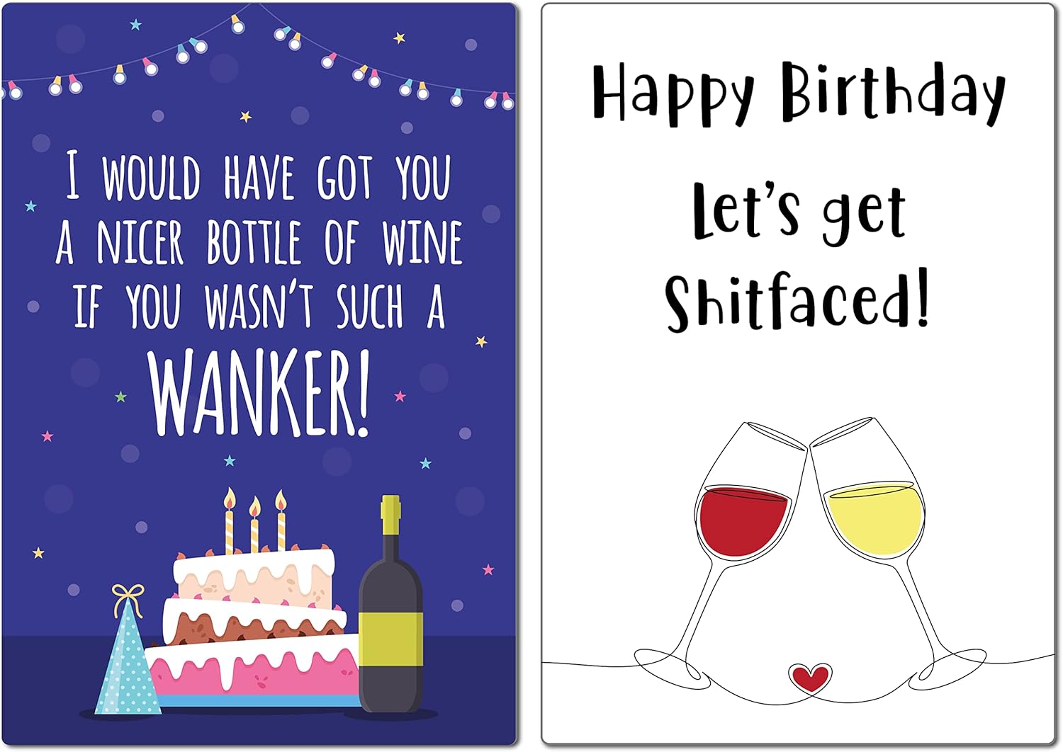 (2 Pack) Very Rude Happy Birthday Wine Bottle Labels - Funny Wanker ...