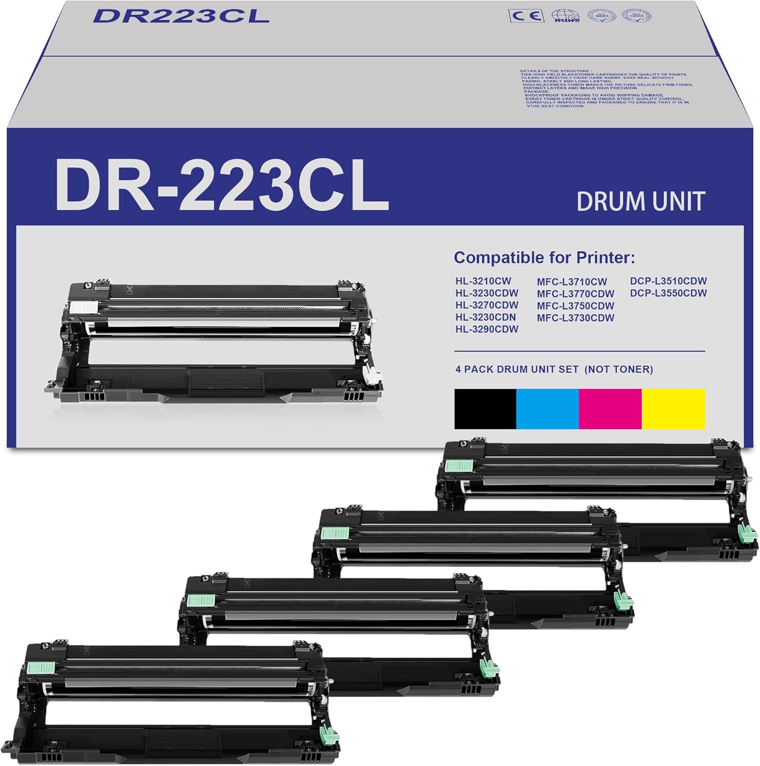 Amazon.com: MOLIMER DR223CL Drum Unit Set 4-Pack Black Cyan Magenta ...