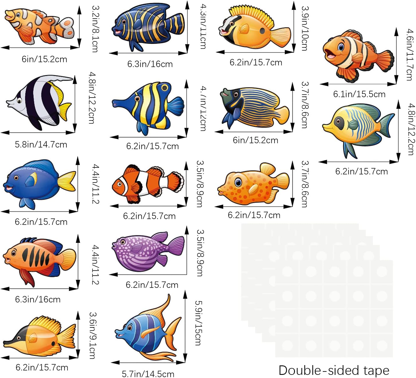 Buy 45 Pcs Fish Cut Outs Paper Tropical Fish Cutouts Colorful Double ...