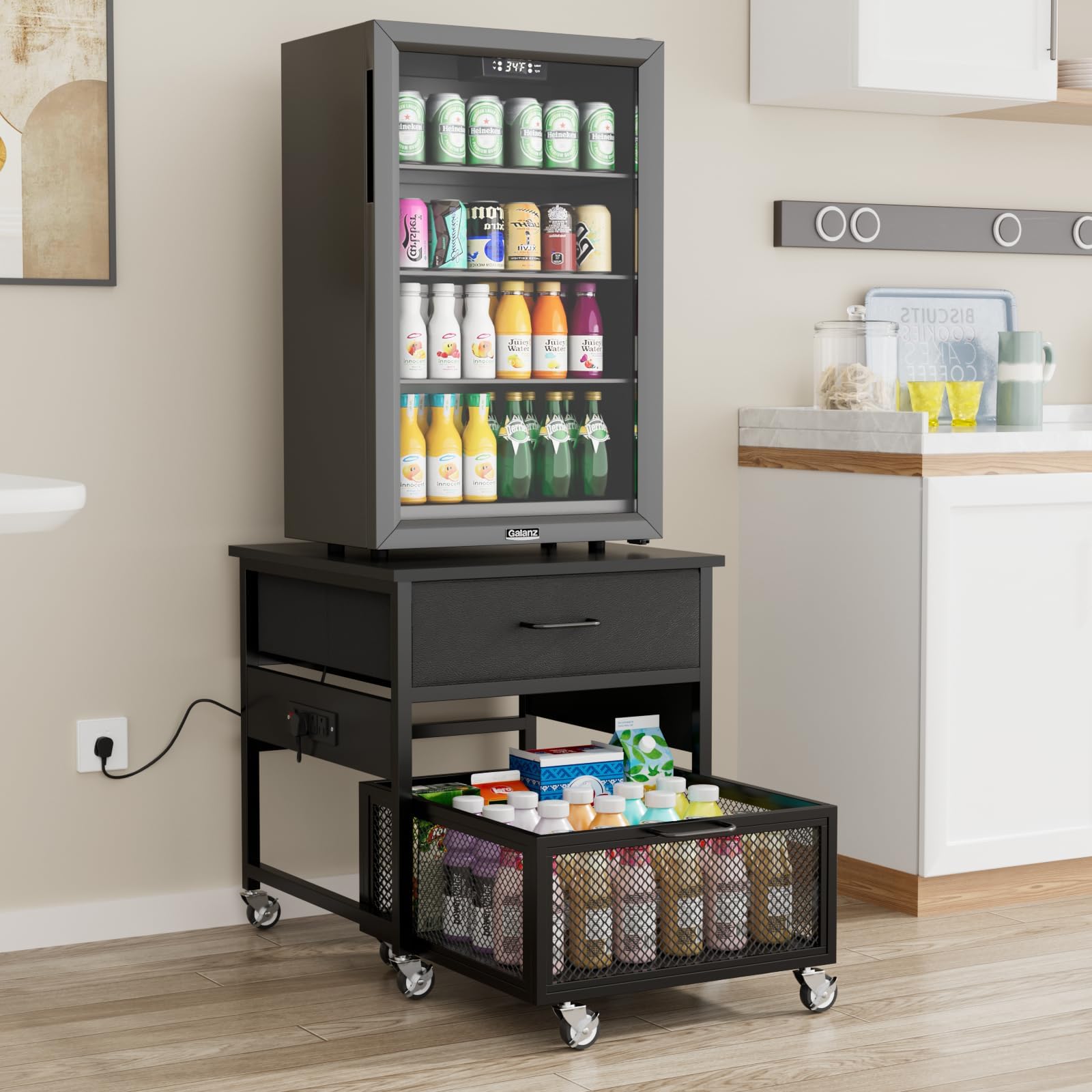 Amazon.com: VOWNER Mini Fridge Stand with Storage, Heavy Duty Beverage ...