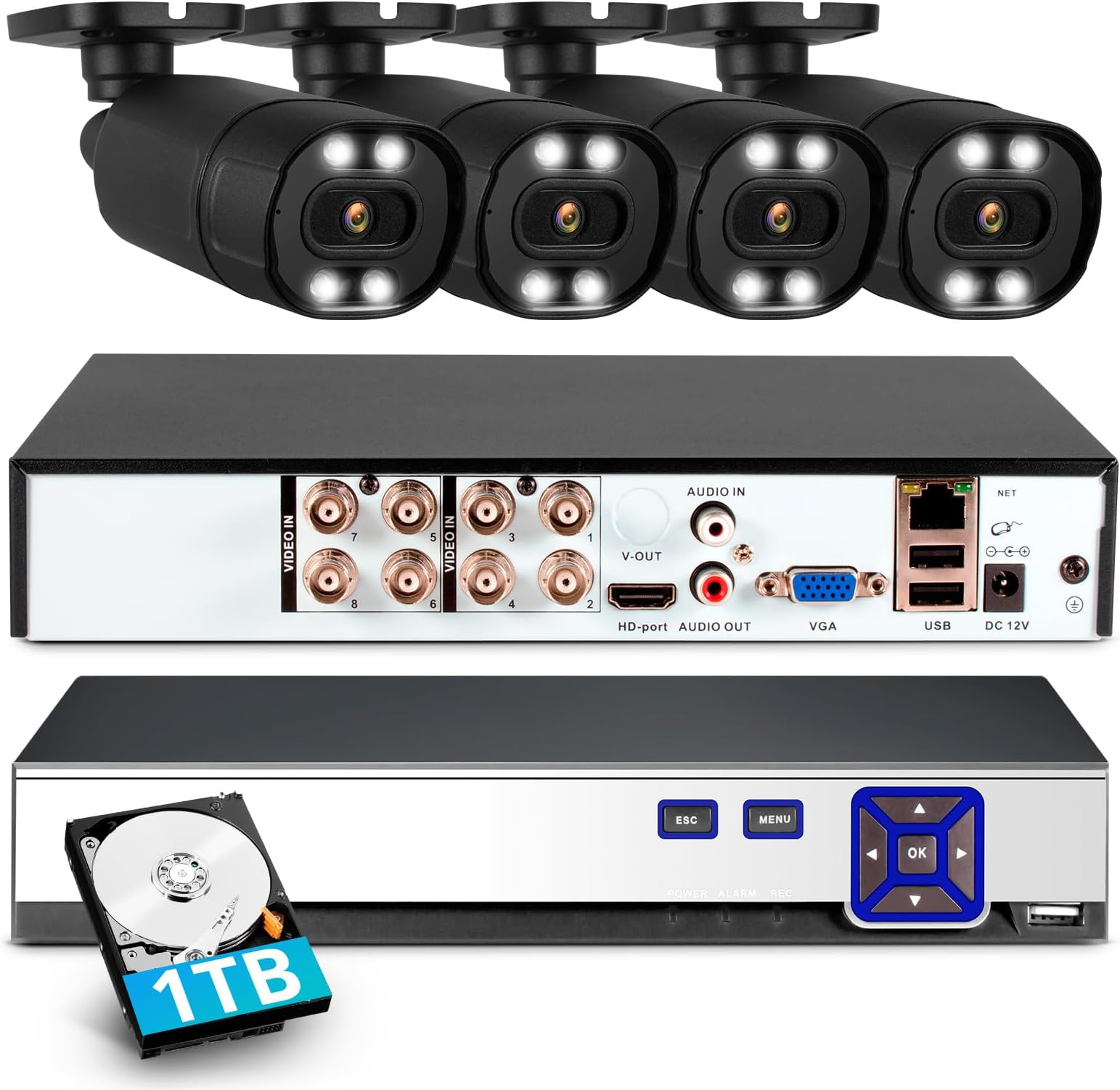 Amazon.com : TOWODE 5MP Channel Security Camera DVR System H.265 ...