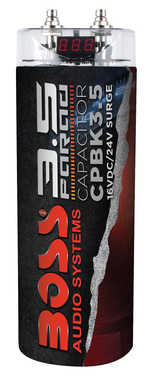 Boss 3.5 Farad Capacitor, Digital Voltage Meter - Black - CPBK3.5 ...