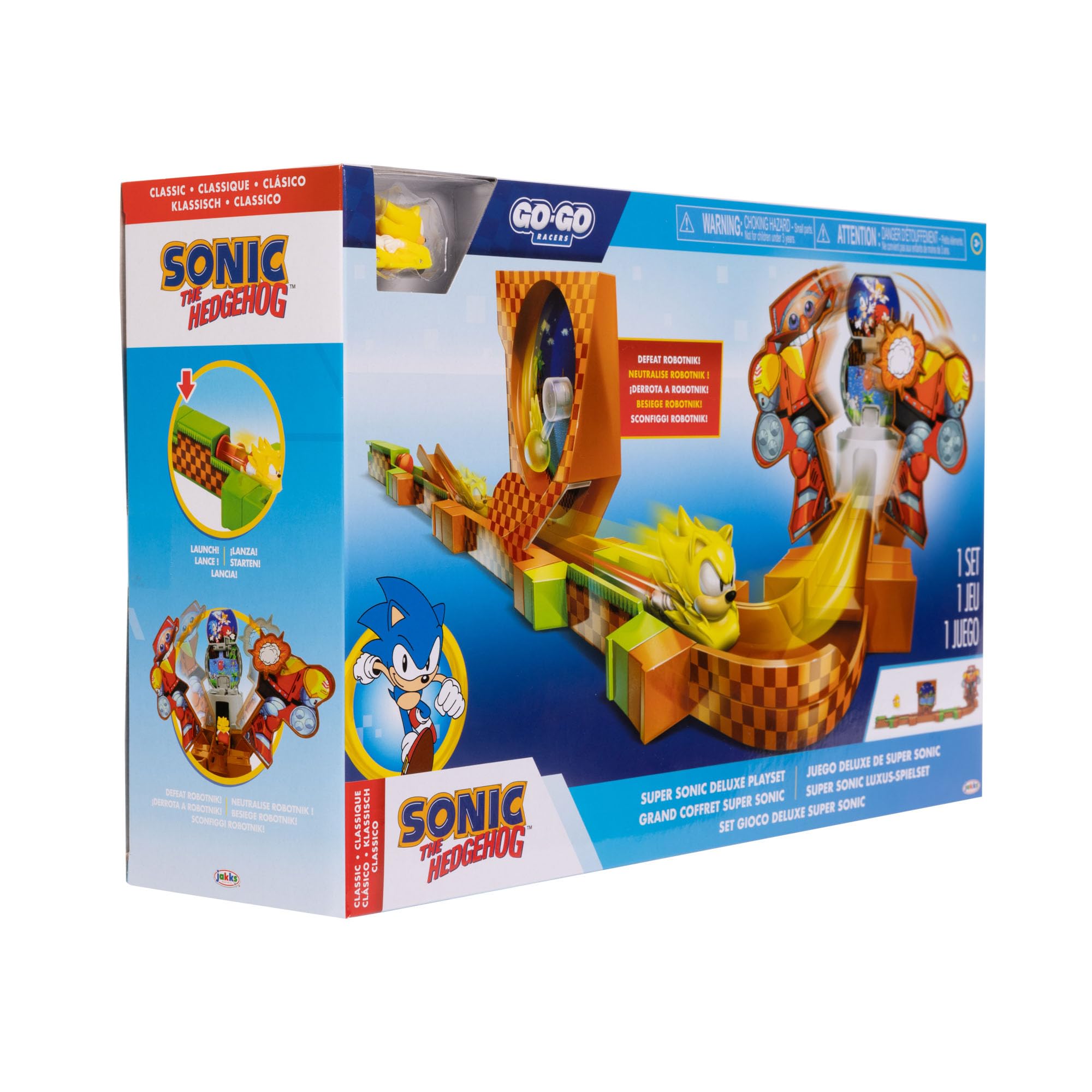 SONIC THE HEDGEHOG Go Go Racers Deluxe Playset with Diecast Super Sonic ...