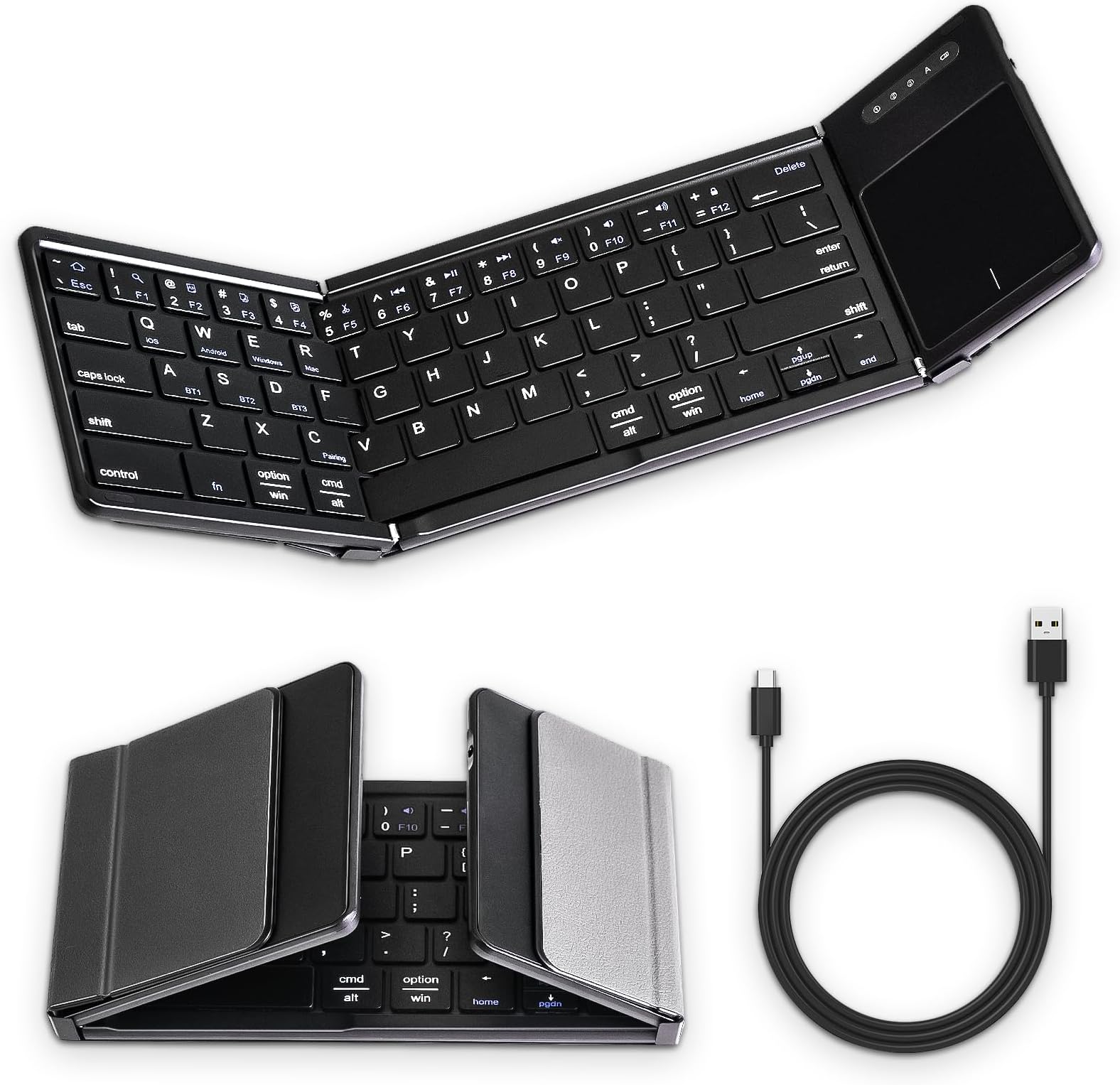 Amazon.com: FOLLOWM Foldable Bluetooth Keyboard with Touchpad, Wireless ...