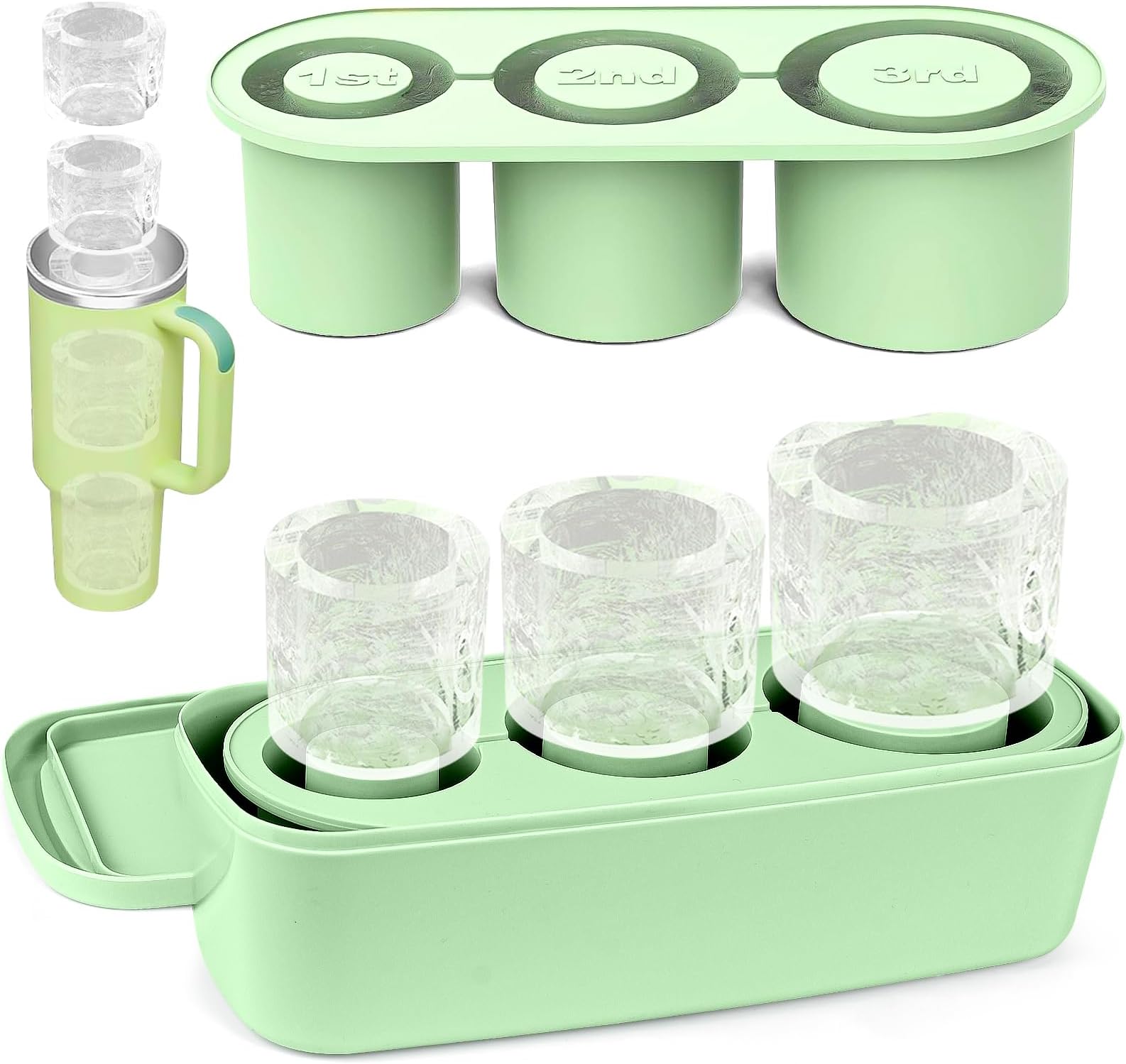 Ice Cube Tray for Stanley Cup, Silicone Ice Cube Maker with Lid for 30 ...