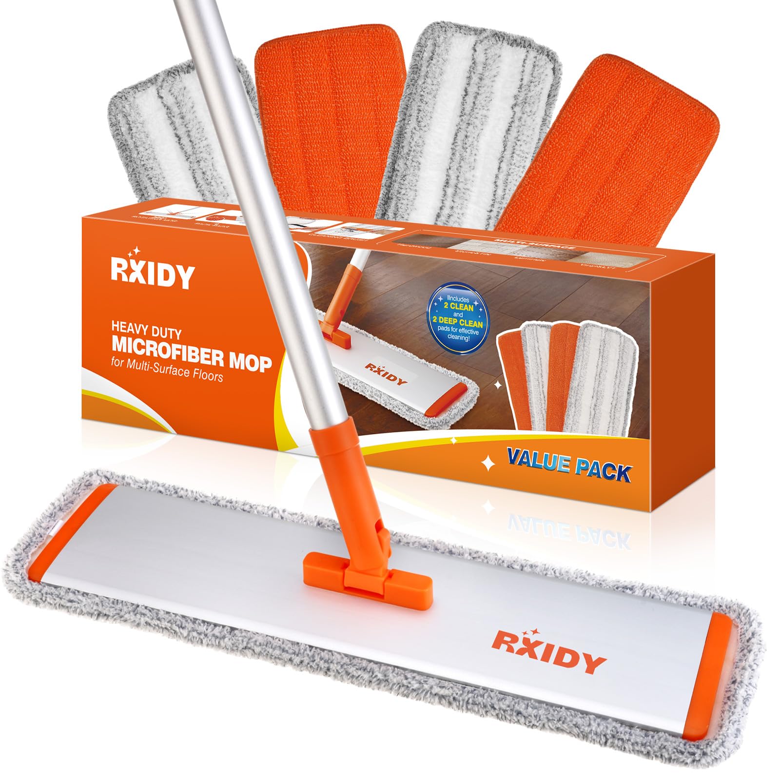 Amazon.com: RXIDY Microfiber Mop 18" Large Flat Mop with 4 Reusable ...