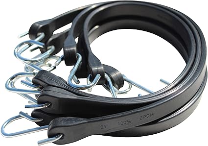 Spanngummi-Set (6x54cm) Schwarze Expander EPDM-Spanngummis mit S-Haken, Starke Outdoor Gummis ...